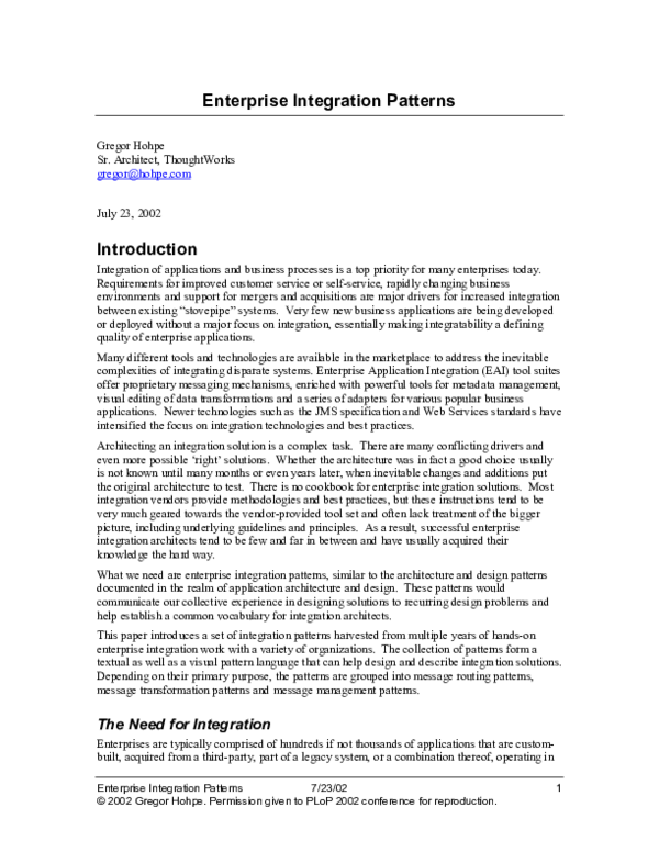 Pdf Enterprise Integration Patterns