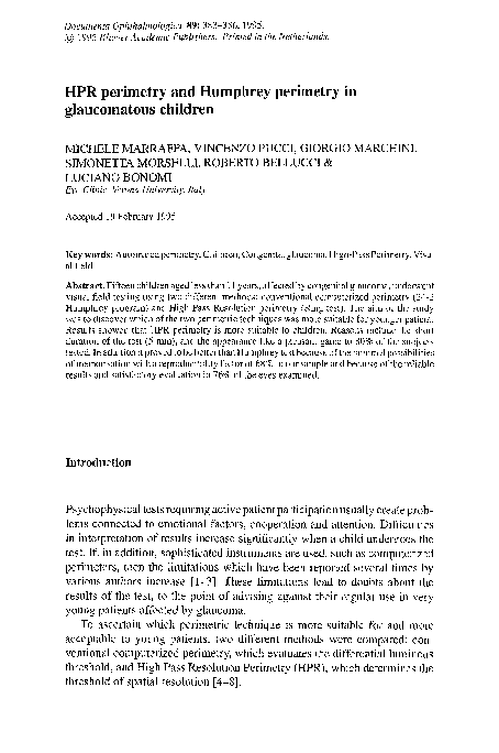 (PDF) HPR perimetry and Humphrey perimetry in glaucomatous children