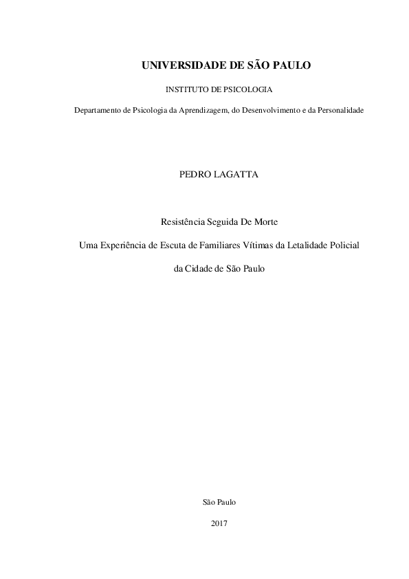 (PDF) Uma experiência de escuta de familiares vítimas da letalidade ...