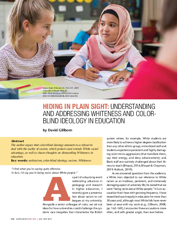 (PDF) Hiding in Plain Sight: Understanding and Addressing Whiteness and ...