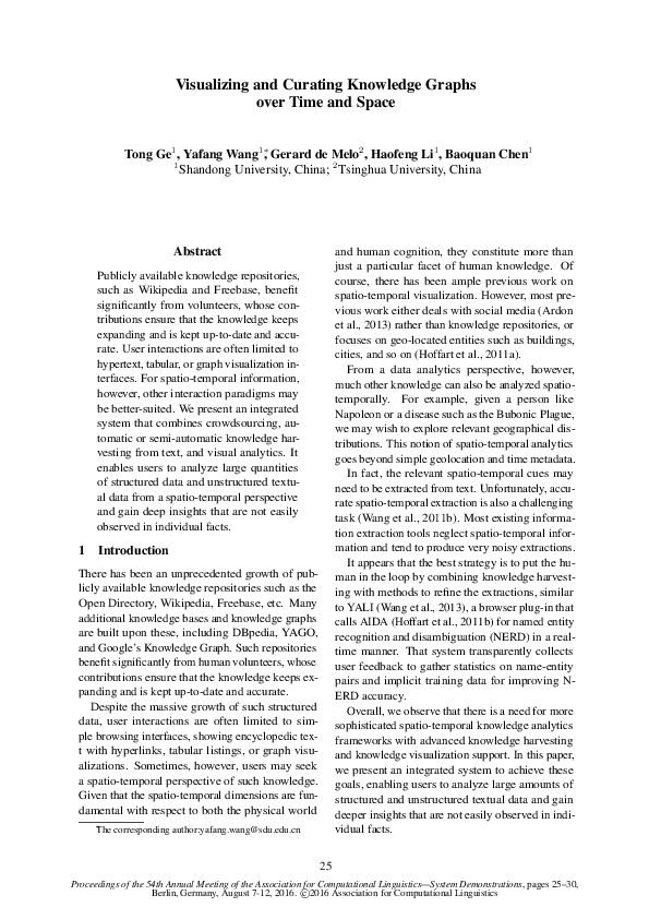 Pdf Visualizing And Curating Knowledge Graphs Over Time And Space Tong Ge