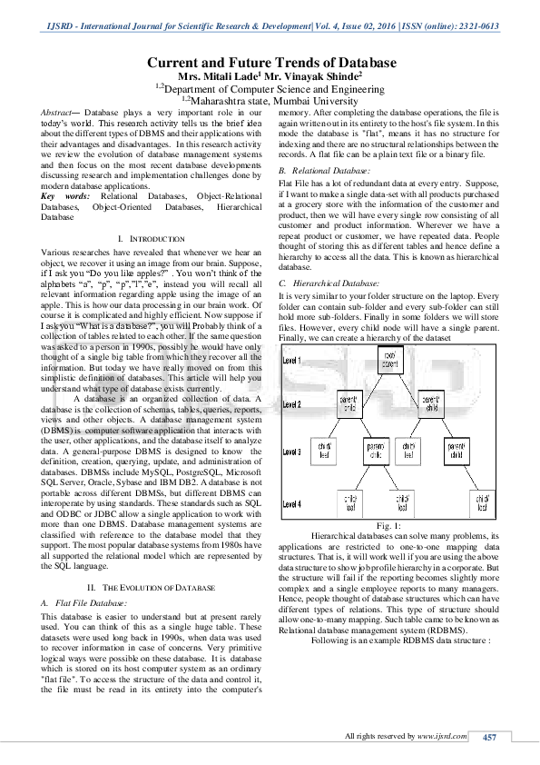 Pdf Current And Future Database Trends