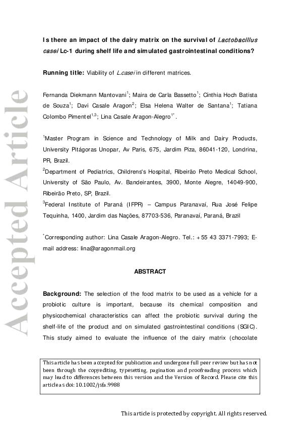 (PDF) Is there an impact of the dairy matrix on the survival of ...