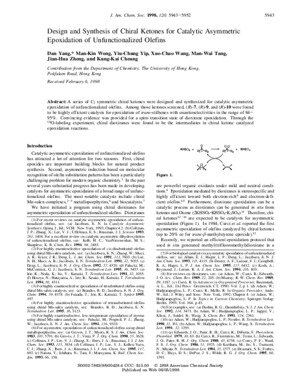 (PDF) Design and Synthesis of Chiral Ketones for Catalytic Asymmetric Epoxidation of ...