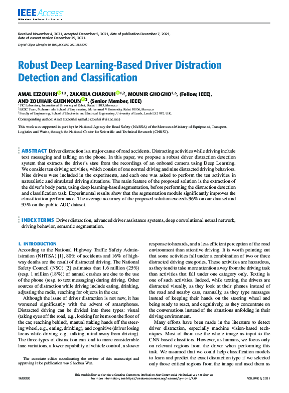 (PDF) Robust Deep Learning-Based Driver Distraction Detection and Classification