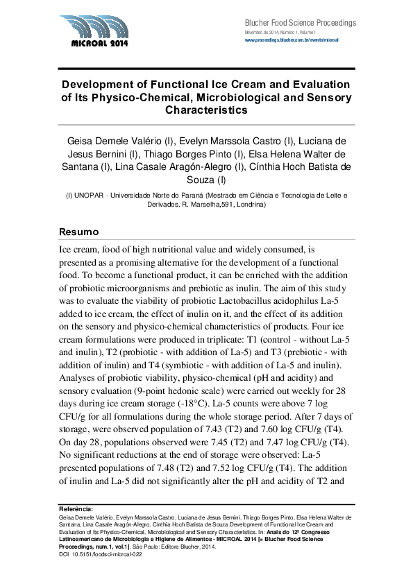 (PDF) Development of Functional Ice Cream and Evaluation of Its Physico ...
