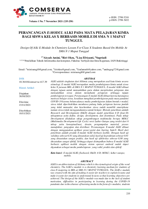 (PDF) Perancangan E-Modul “ALKI” Pada Mata Pelajaran Kimia Bagi Siswa ...
