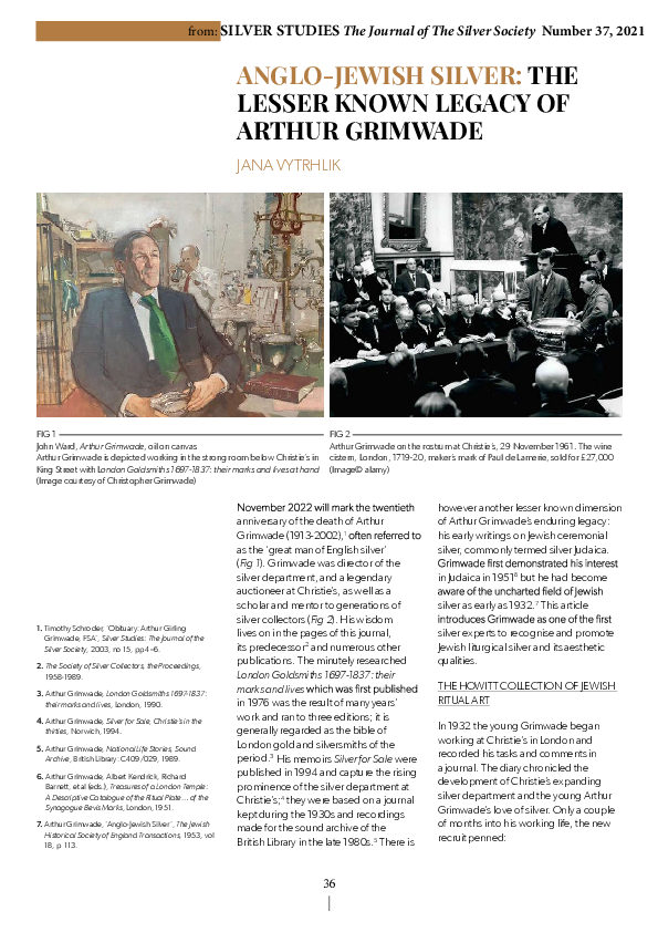 (PDF) Anglo-Jewish Silver: The lesser known legacy of Arthur Grimwade