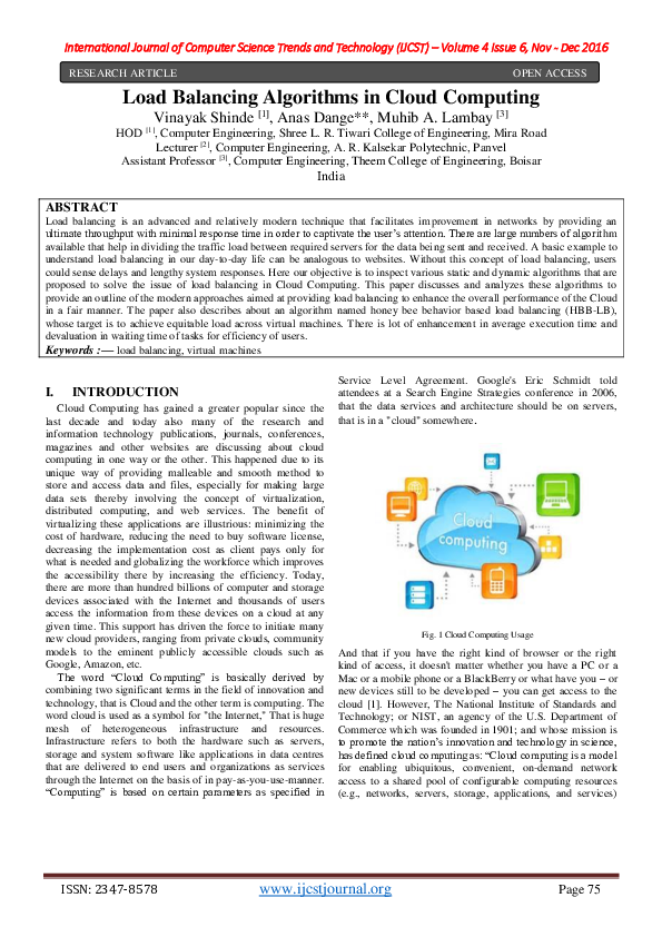 (PDF) Load Balancing Algorithms in Cloud Computing