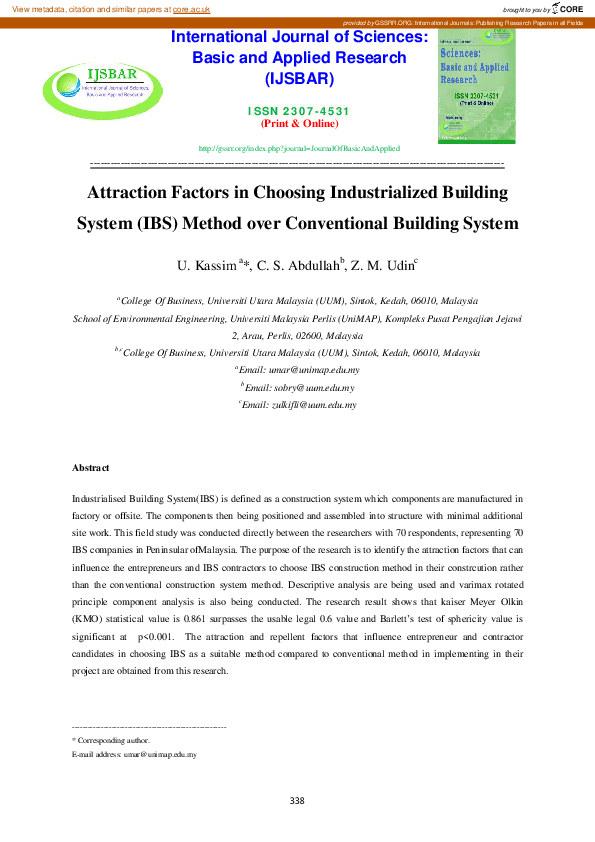 (PDF) Attraction Factors in Choosing Industrialized Building System ...