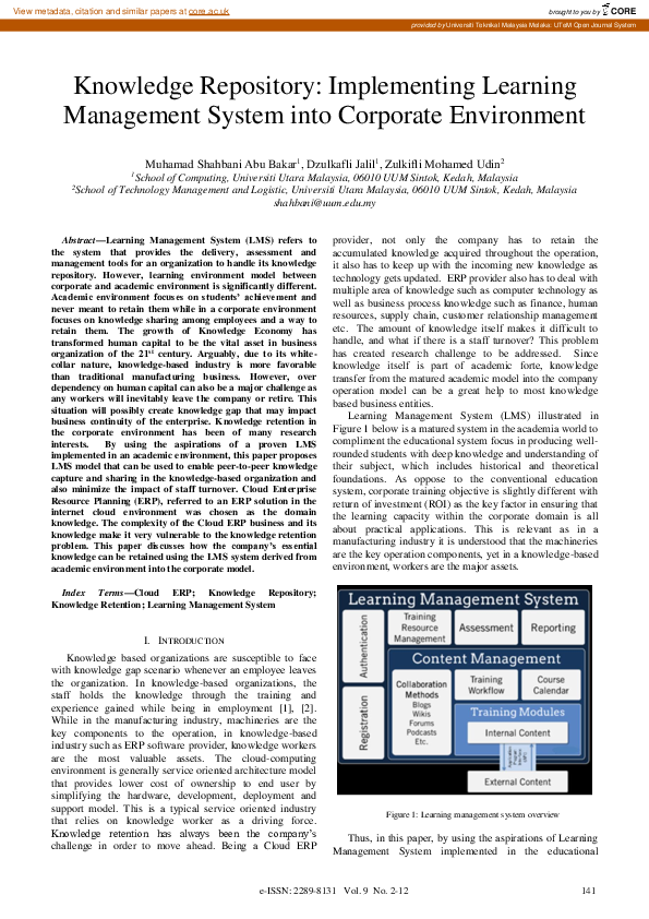 (PDF) Knowledge Repository: Implementing Learning Management System ...