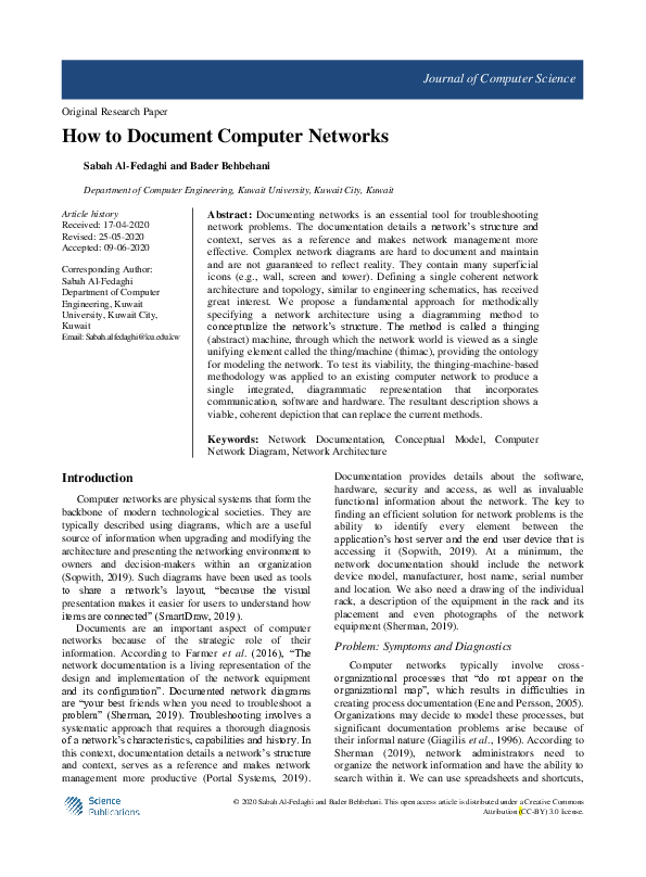 (PDF) How to Document Computer Networks