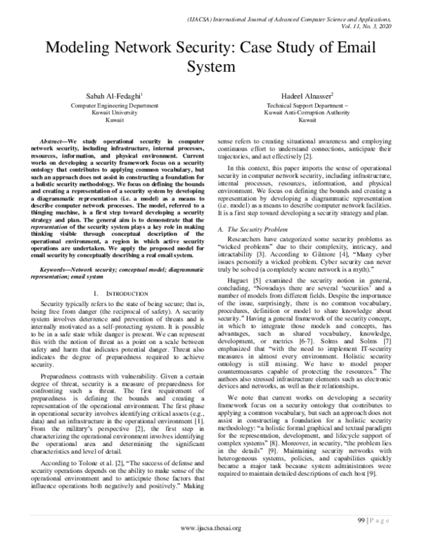 (PDF) Modeling Network Security: Case Study of Email System