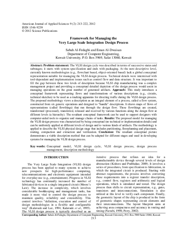 Pdf Framework For Managing The Very Large Scale Integration Design Process