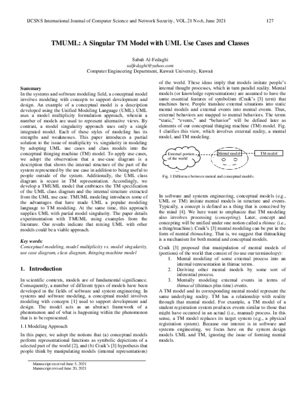 (PDF) TMUML: A Singular TM Model with UML Use Cases and Classes