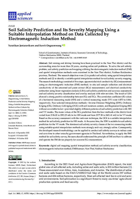 (PDF) Soil Salinity Prediction and Its Severity Mapping Using a Suitable Interpolation Method on ...