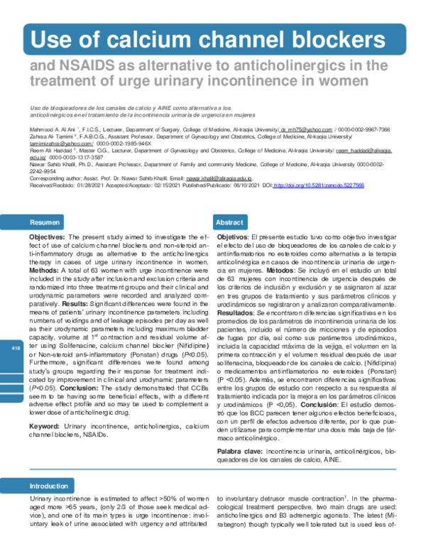 (PDF) Use of calcium channel blockers and NSAIDS as alternative to ...