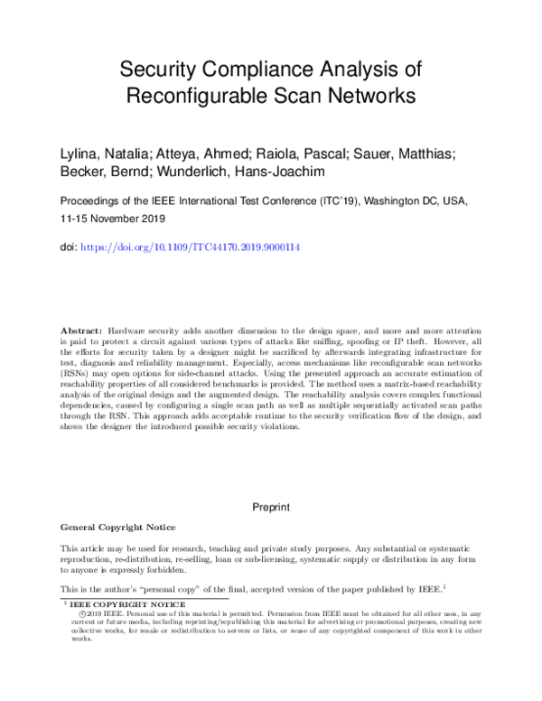 (PDF) Security Compliance Analysis of Reconfigurable Scan Networks