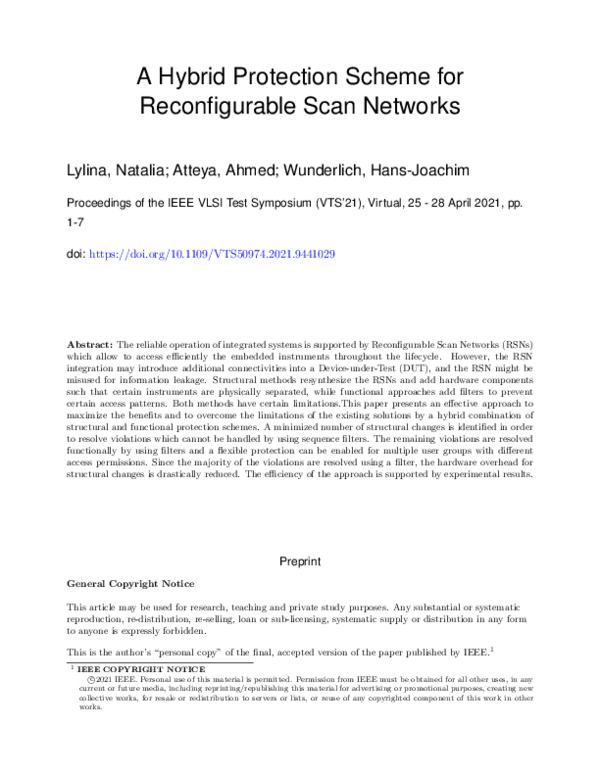 (PDF) A Hybrid Protection Scheme for Reconfigurable Scan Networks