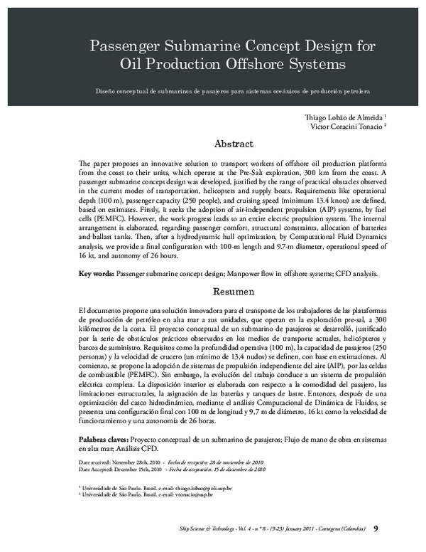 (PDF) Passenger submarine concept design for oil production offshore ...
