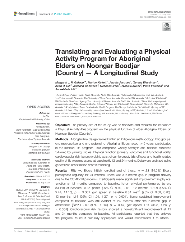 (PDF) Translating and Evaluating a Physical Activity Program for ...