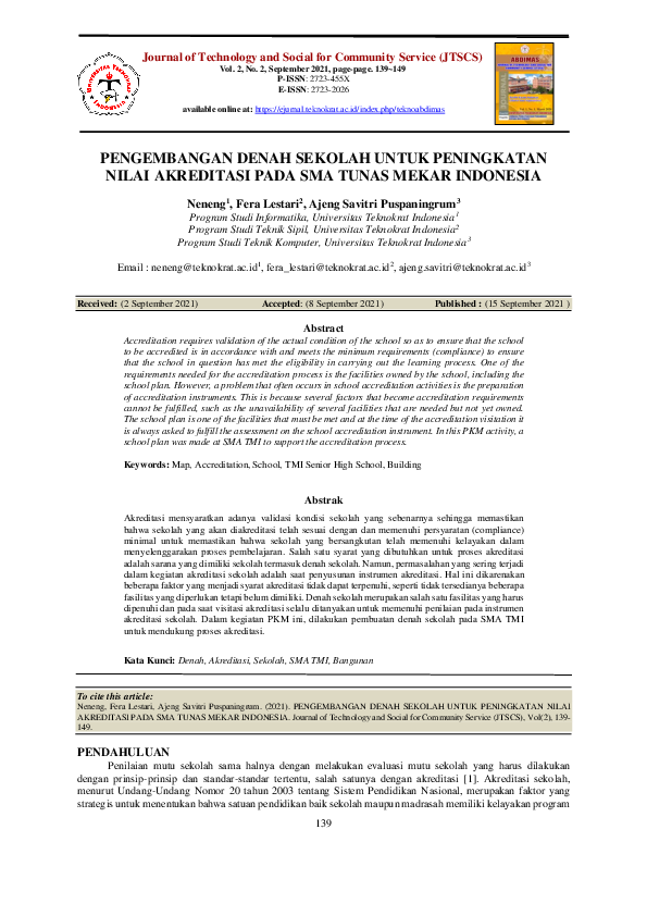 (PDF) Pengembangan Denah Sekolah Untuk Peningkatan Nilai Akreditasi Pada Sma Tunas Mekar Indonesia