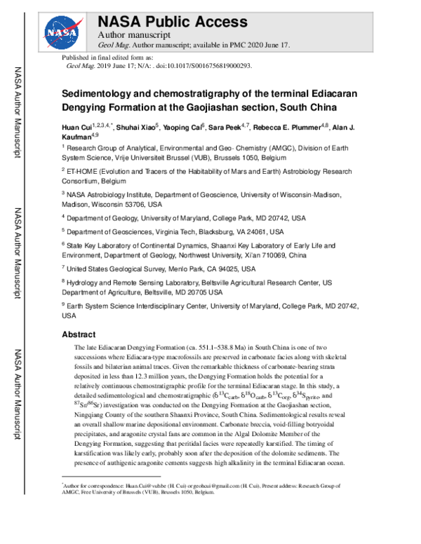 (PDF) Sedimentology and chemostratigraphy of the terminal Ediacaran ...