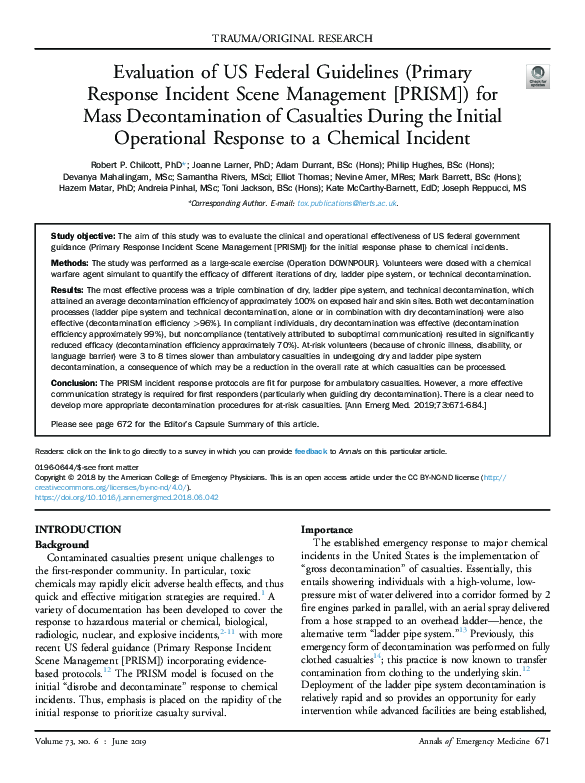 (PDF) Evaluation of US Federal Guidelines (Primary Response Incident Scene Management [PRISM ...
