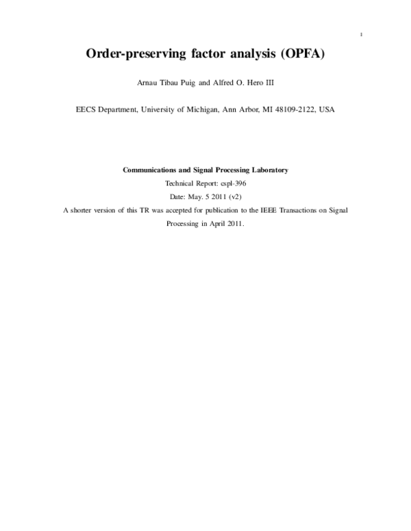 (PDF) Order-preserving factor analysis (OPFA) | Alfred Hero - Academia.edu