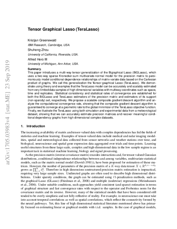 (PDF) Tensor graphical lasso (TeraLasso)