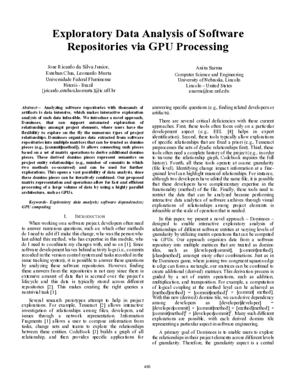 (PDF) Exploratory Data Analysis of Software Repositories via GPU Processing