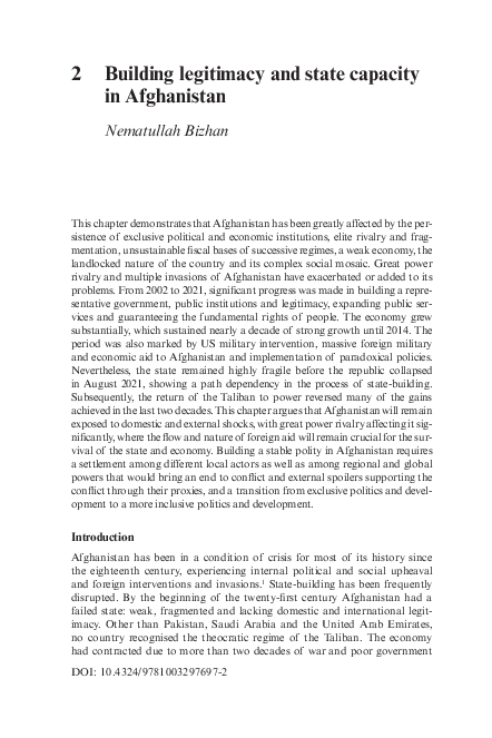 (PDF) Building legitimacy and state capacity in Afghanistan