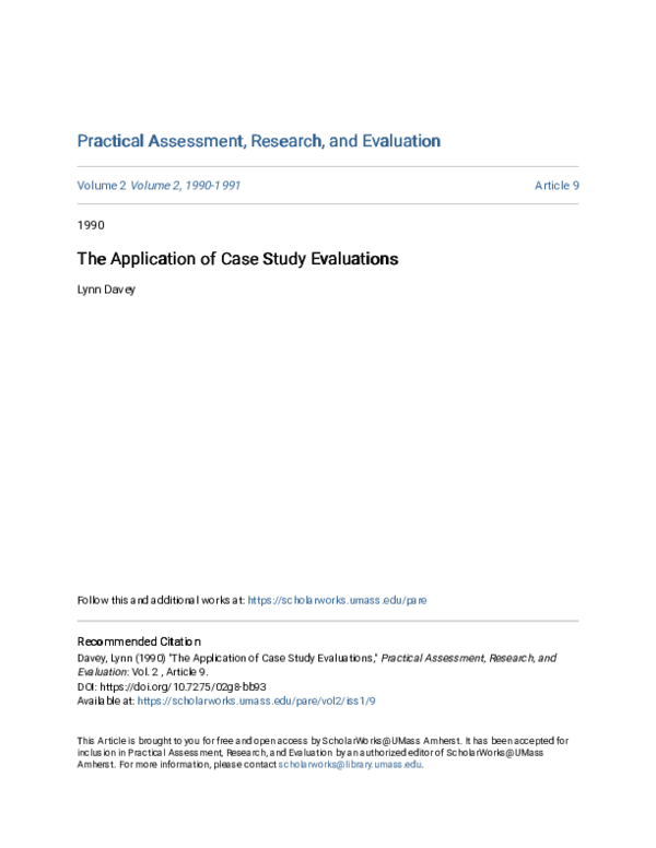 (PDF) The Application of Case Study Evaluations