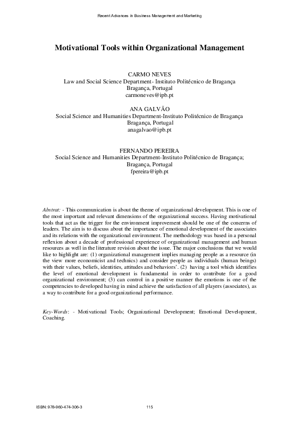 (PDF) Motivational Tools within Organizational Management