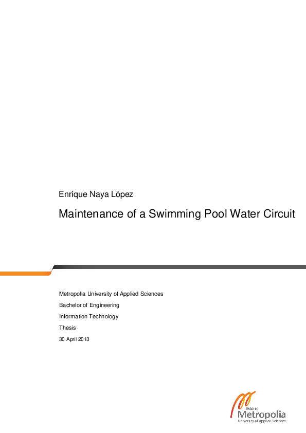 (PDF) Maintenance of a Swimming Pool Water Circuit
