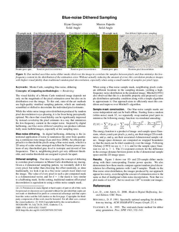 (PDF) Blue-noise dithered sampling