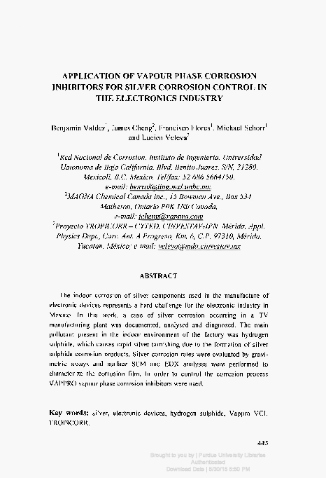 (PDF) Application of Vapour Phase Corrosion Inhibitors for Silver ...