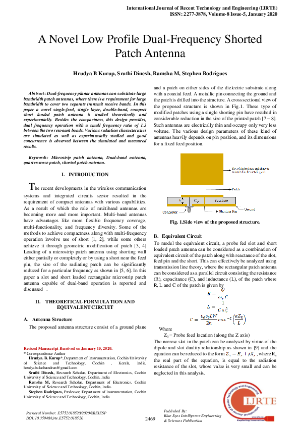 (PDF) A Novel Low Profile Dual-Frequency Shorted Patch Antenna