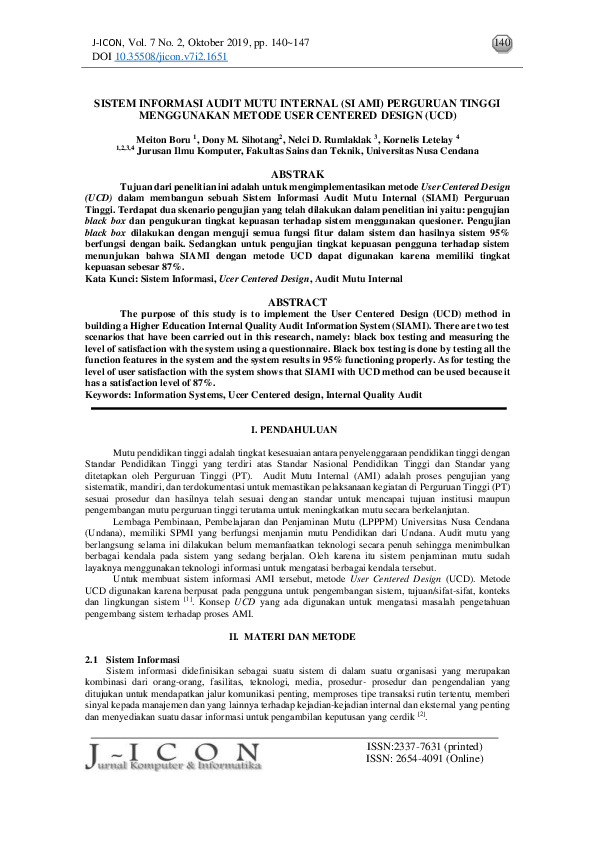 (PDF) Sistem Informasi Audit Mutu Internal (Si Ami) Perguruan Tinggi ...