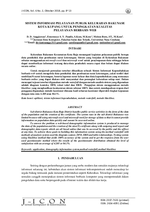 (PDF) Sistem Informasi Pelayanan Publik Kelurahan Bakunase Kota Kupang Untuk Peningkatan ...
