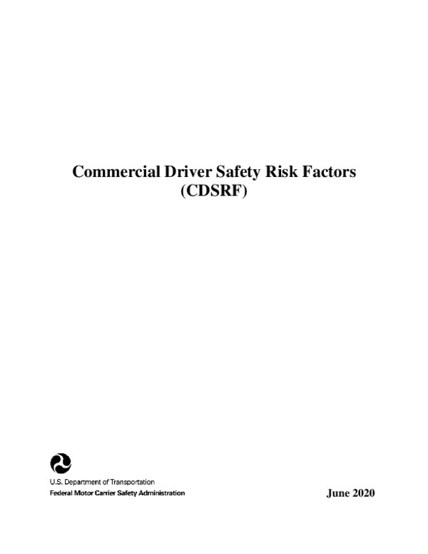 (PDF) Commercial Driver Safety Risk Factors (CDSRF)