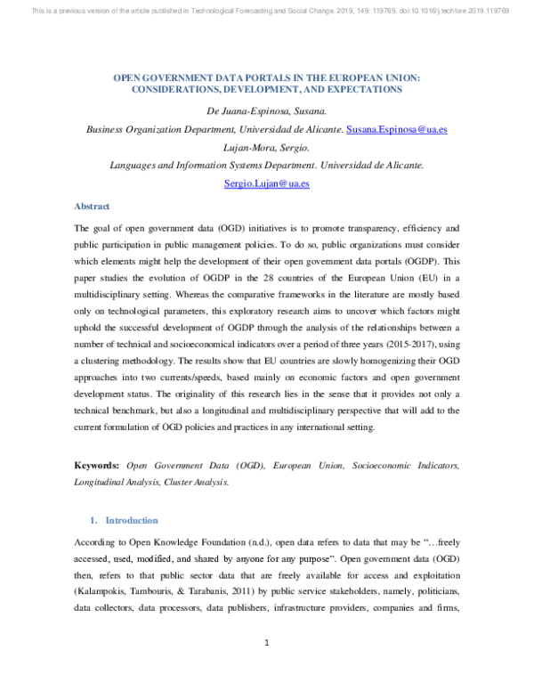 (PDF) Open government data portals in the European Union: Considerations, development, and ...