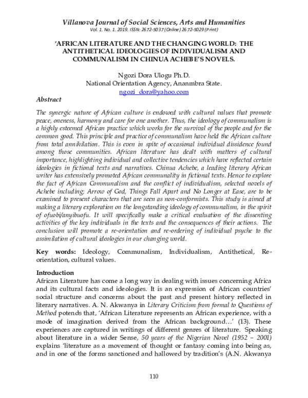 (PDF) „African Literature and the Changing World: The Antithetical ...