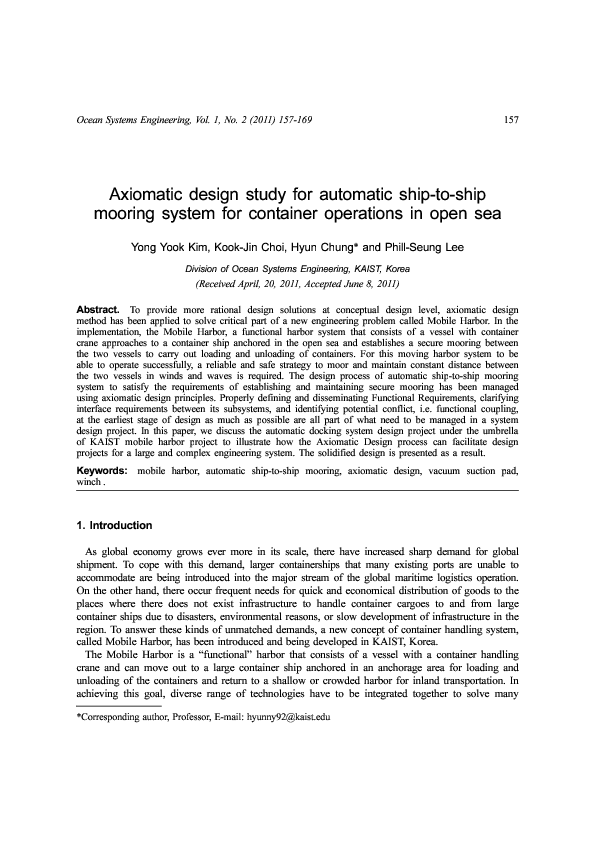 (PDF) Axiomatic design study for automatic ship-to-ship mooring system for container operations ...