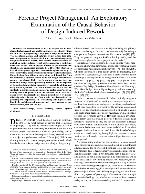 (PDF) Forensic Project Management: An Exploratory Examination of the Causal Behavior of Design ...