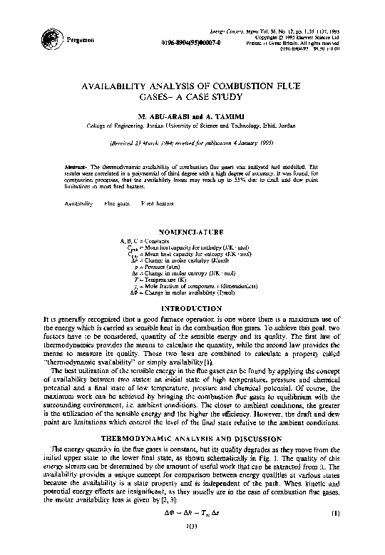 (PDF) Availability analysis of combustion flue gases—A case study