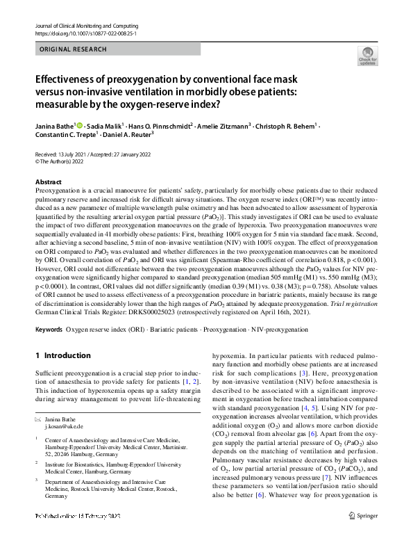 (PDF) Effectiveness of preoxygenation by conventional face mask versus ...