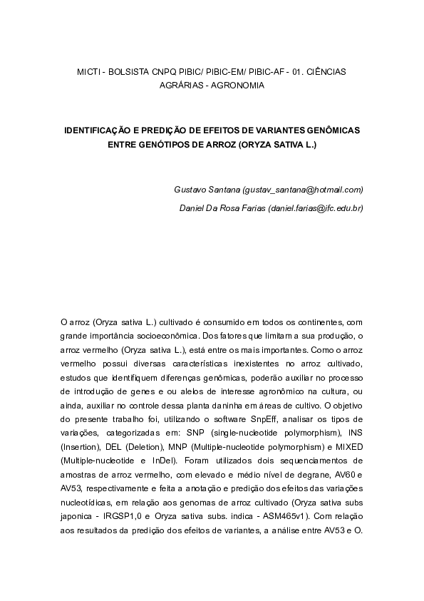 (PDF) Identificação e Predição De Efeitos De Variantes Genômicas Entre ...