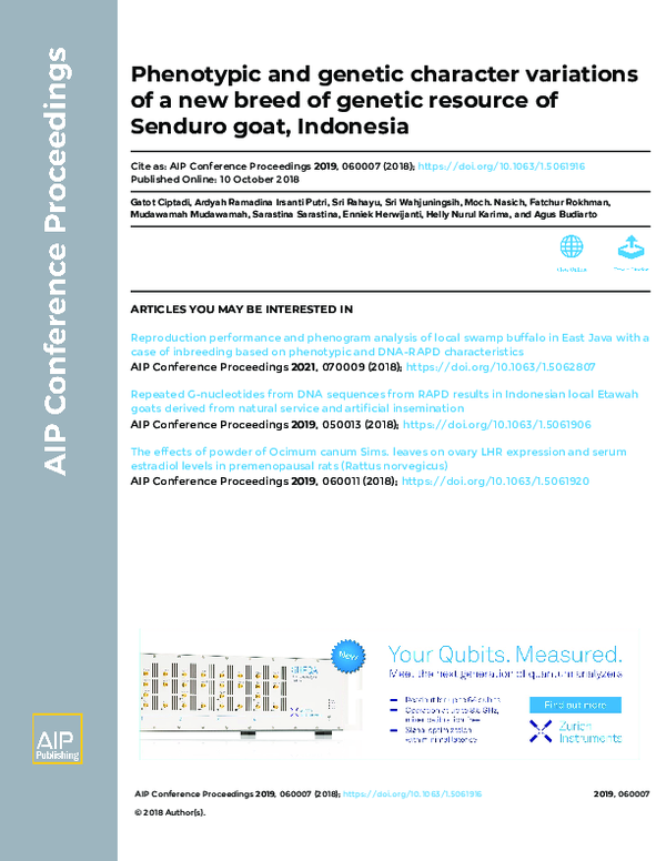 (PDF) Phenotypic and genetic character variations of a new breed of ...