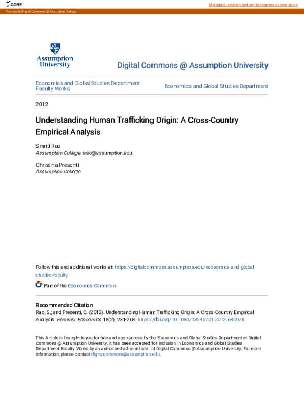 (PDF) Understanding Human Trafficking Origin: A Cross-Country Empirical ...